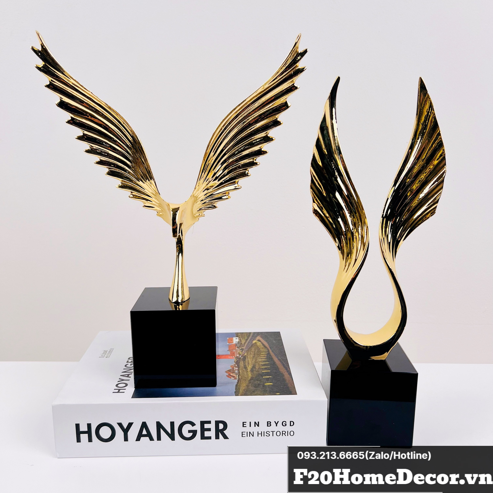 Tượng đôi cánh chim ưng mạ vàng - F20 Home Decor