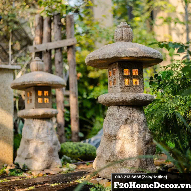 Đèn đá mái tròn thân đá thô - F20 Home Decor