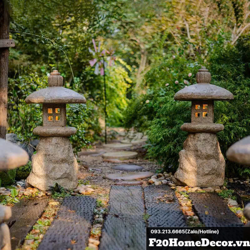 Đèn đá mái tròn thân đá thô - F20 Home Decor