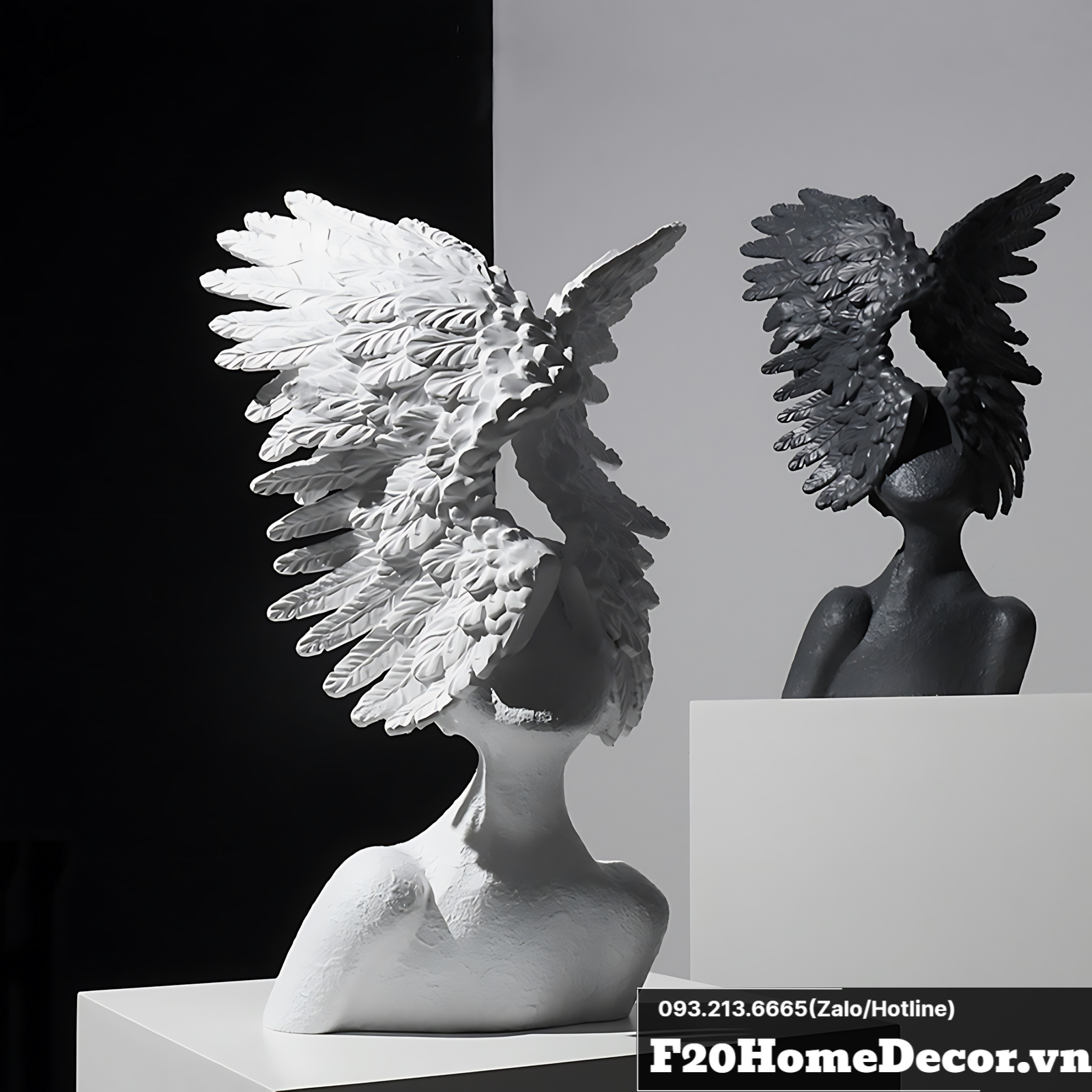 Tượng trang trí thiên thân đôi cánh trắng - F20 Home Decor