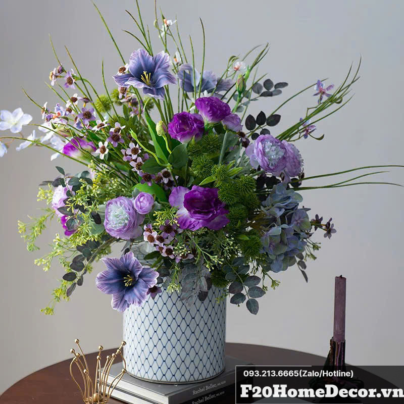 Bình hoa lụa để bàn cao cấp Wild Violet - F20 Home Decor